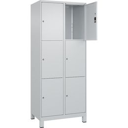 C+P 3er-Schlie&szlig;fachschrank Classic PLUS, 2 Abteile, lichtgrau, B 800 mm, 6 F&auml;cher, mit F&uuml;&szlig;en