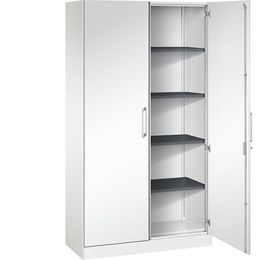 C+P Flügeltürenschrank ASISTO, Höhe 1980 mm, Breite 1000 mm, 4 Fachböden, verkehrsweiß/verkehrsweiß