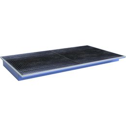 eurokraft pro Regal-Einh&auml;ngewanne, mit PE-Einsatz und Gitterrost, LxBxH 2165 x 1265 x 145 mm, blau lackiert