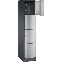 C+P 4er-Schlie&szlig;fachschrank Resisto, 1 Abteil, schwarzgrau / wei&szlig;aluminium