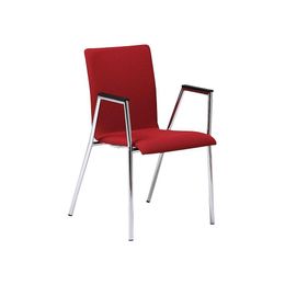 Konferenzstuhl Cadeira, Gestell verchromt, roter Stoff, VE 2 Stk kaiserkraft