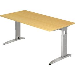 eurokraft pro Schreibtisch, C-Fuß-Gestell, höhenverstellbar, HxBxT 720 x 1600 x 800 mm, Buche-Dekor