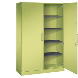 C+P Flügeltürenschrank ASISTO, Höhe 1980 mm, Breite 1200 mm, 4 Fachböden, viridingrün/viridingrün