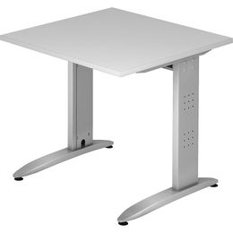 eurokraft pro Schreibtisch, C-Fuß-Gestell, Höhe fix, HxBxT 720 x 800 x 800 mm, lichtgrau
