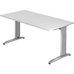 eurokraft pro Schreibtisch, C-Fuß-Gestell, Höhe fix, HxBxT 720 x 1600 x 800 mm, weiß
