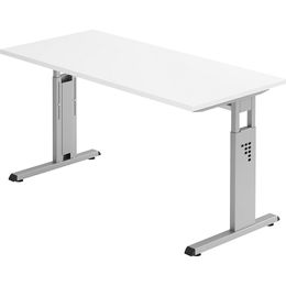 Schreibtisch Mini-Office C, C-Fuß-Gestell, Breite 1400 mm, weiß / alusilber kaiserkraft