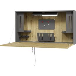 Wandschreibtisch Mini-Office, HxBxT 650 x 1200 x 260 mm, graphit / Eiche-Dekor kaiserkraft