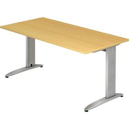 eurokraft pro Schreibtisch, C-Fuß-Gestell, Höhe fix, HxBxT 720 x 1600 x 800 mm, Buche-Dekor