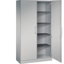 C+P Flügeltürenschrank ASISTO, Höhe 1980 mm, Breite 1000 mm, 4 Fachböden, weißaluminium/weißaluminium