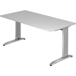 eurokraft pro Schreibtisch, C-Fuß-Gestell, Höhe fix, HxBxT 720 x 1600 x 800 mm, lichtgrau