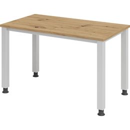 eurokraft pro RENATUS - Schreibtisch Mini-Office 4, 4-Fuß-Gestell, Breite 1200 mm, Eiche-Dekor, Vierkantrohr