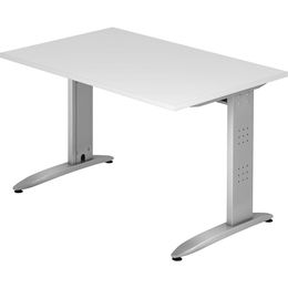 eurokraft pro Schreibtisch, C-Fuß-Gestell, Höhe fix, HxBxT 720 x 1200 x 800 mm, weiß