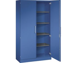 C+P Flügeltürenschrank ASISTO, Höhe 1980 mm, Breite 1000 mm, 4 Fachböden, enzianblau/enzianblau