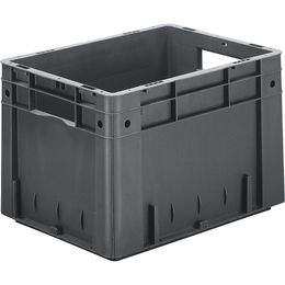 Schwerlast-Euro-Behälter, Polypropylen, Volumen 23,3 l, LxBxH 400 x 300 x 270 mm, Wände geschlossen, Boden geschlossen, grau, VE 4 Stk kaiserkraft