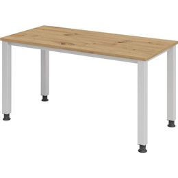 eurokraft pro RENATUS - Schreibtisch Mini-Office 4, 4-Fuß-Gestell, Breite 1400 mm, Eiche-Dekor, Vierkantrohr