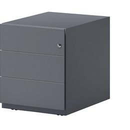 Bisley Rollcontainer Note™, mit 3 Universalschubladen, HxBxT 495 x 420 x 565 mm, mit Griffleiste, anthrazitgrau