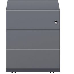 Bisley Rollcontainer Note , mit 3 Universalschubladen, HxBxT 495 x 420 x 565 mm, mit Griffleiste, anthrazitgrau