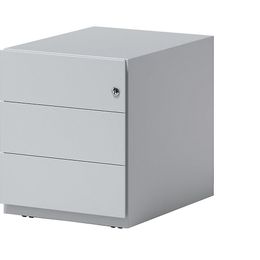 Bisley Rollcontainer Note™, mit 3 Universalschubladen, HxBxT 495 x 420 x 565 mm, mit Griffleiste, lichtgrau