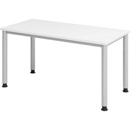 eurokraft pro RENATUS - Schreibtisch Mini-Office 4, 4-Fuß-Gestell, Breite 1400 mm, weiß, Rundstahlrohr