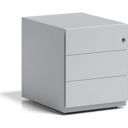 Bisley Rollcontainer Note , mit 3 Universalschubladen, HxBxT 495 x 420 x 565 mm, mit Griffleiste, lichtgrau