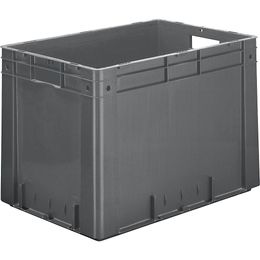 Schwerlast-Euro-Behälter, Polypropylen, Volumen 80 l, LxBxH 600 x 400 x 420 mm, Wände geschlossen, Boden geschlossen, grau, VE 2 Stk kaiserkraft
