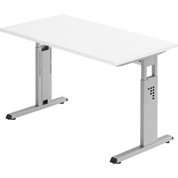 Schreibtisch Mini-Office C, C-Fuß-Gestell, Breite 1200 mm, weiß / alusilber kaiserkraft