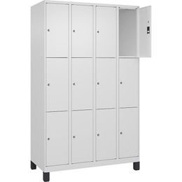 C+P 3er-Schlie&szlig;fachschrank Classic PLUS, 4 Abteile, verkehrswei&szlig;, B 1200 mm, 12 F&auml;cher, mit F&uuml;&szlig;en