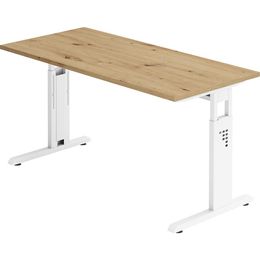 Schreibtisch Mini-Office C, C-Fuß-Gestell, Breite 1400 mm, Eiche-Dekor / weiß kaiserkraft