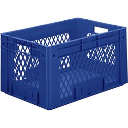 Schwerlast-Euro-Behälter, Polypropylen, Volumen 60 l, LxBxH 600 x 400 x 320 mm, Wände durchbrochen, Boden geschlossen, blau, VE 2 Stk kaiserkraft