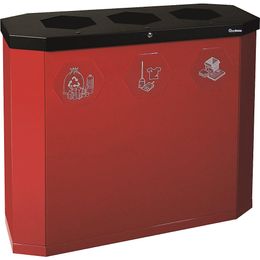 Wertstoffsammler Sixco smart, Volumen 3 x 45 l, rubinrot kaiserkraft
