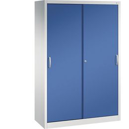 C+P ACURADO Schiebetürenschrank, 4 Fachböden, HxBxT 1950 x 1200 x 500 mm, lichtgrau / enzianblau