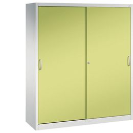 C+P ACURADO Schiebetürenschrank, 8 Fachböden, HxBxT 1950 x 1600 x 500 mm, lichtgrau / viridingrün