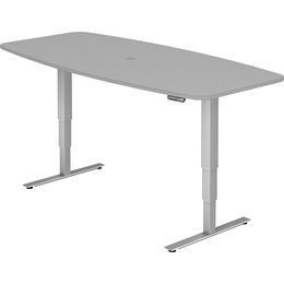 Konferenztisch, BxT 2200 x 1030 mm, elektrisch höhenverstellbar 620 - 1270 mm, lichtgrau kaiserkraft