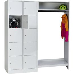 Wolf Schlie&szlig;fach-Garderobensystem Dresden, 2 Abteile links, 1 Garderobe, B 1670 mm, lichtgrau