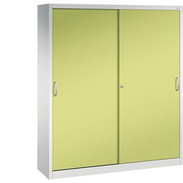 C+P ACURADO Schiebetürenschrank, 8 Fachböden, HxBxT 1950 x 1600 x 400 mm, lichtgrau / viridingrün