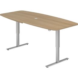 Konferenztisch, BxT 2200 x 1030 mm, elektrisch höhenverstellbar 720 - 1190 mm, Eiche-Dekor kaiserkraft