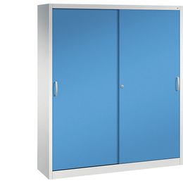 C+P ACURADO Schiebetürenschrank, 8 Fachböden, HxBxT 1950 x 1600 x 400 mm, lichtgrau / lichtblau