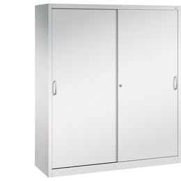 C+P ACURADO Schiebet&uuml;renschrank, 8 Fachb&ouml;den, HxBxT 1950 x 1600 x 500 mm, lichtgrau
