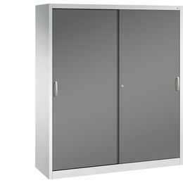 C+P ACURADO Schiebet&uuml;renschrank, 8 Fachb&ouml;den, HxBxT 1950 x 1600 x 500 mm, lichtgrau / vulkangrau