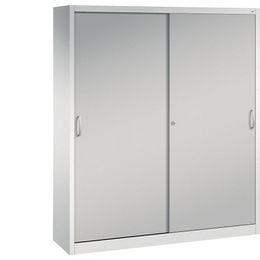 C+P ACURADO Schiebet&uuml;renschrank, 8 Fachb&ouml;den, HxBxT 1950 x 1600 x 400 mm, lichtgrau / wei&szlig;alu