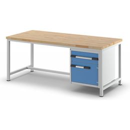 eurokraft pro Werkbank, Gestellbauweise Serie 8000, 1 Schublade 180 mm, 1 T&uuml;r 360 mm, BxT 2000 x 900 mm
