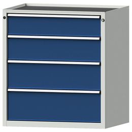 ANKE Schubladenschrank, BxT 910 x 675 mm, Schubladentraglast 200 kg, 4 Schubladen, Höhe 980 mm, Front enzianblau
