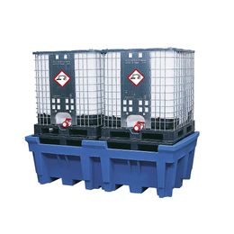 PE-Auffangwanne f&uuml;r Tankcontainer IBC/KTC, Auffangvolumen 1000 l, f&uuml;r 2 Container, mit PE-Stellfl&auml;che kaiserkraft