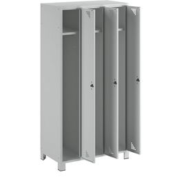 eurokraft pro Spind Bremen, 3 Abteile, lichtgrau, Breite 900 mm
