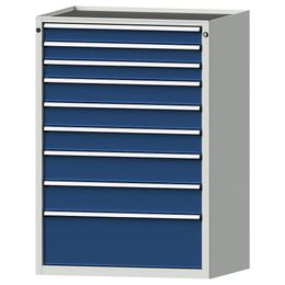 ANKE Schubladenschrank, BxT 910 x 675 mm, Schubladentraglast 200 kg, 9 Schubladen, H&ouml;he 1280 mm, Front enzianblau