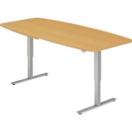 Konferenztisch, BxT 2200 x 1030 mm, elektrisch höhenverstellbar 720 - 1190 mm, Buche-Dekor kaiserkraft