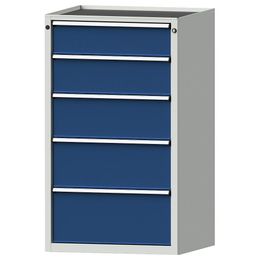 ANKE Schubladenschrank, BxT 760 x 675 mm, Schubladentraglast 200 kg, 5 Schubladen, H&ouml;he 1280 mm, Front enzianblau