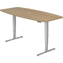 Konferenztisch, BxT 2200 x 1030 mm, elektrisch höhenverstellbar 620 - 1270 mm, Eiche-Dekor kaiserkraft