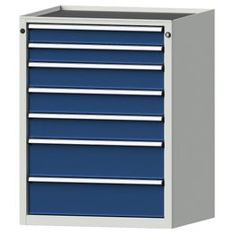 ANKE Schubladenschrank, BxT 760 x 675 mm, Schubladentraglast 200 kg, 7 Schubladen, H&ouml;he 980 mm, Front enzianblau