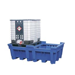 PE-Auffangwanne f&uuml;r Tankcontainer IBC/KTC, Auffangvolumen 1000 l, f&uuml;r 2 Container, ohne PE-Stellfl&auml;che kaiserkraft
